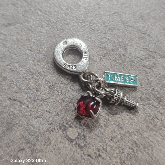 Pandora | Jewelry | Authentic Pandora Nyc Apple Torch And Street Sign Triple Dangle Charm | Poshmark